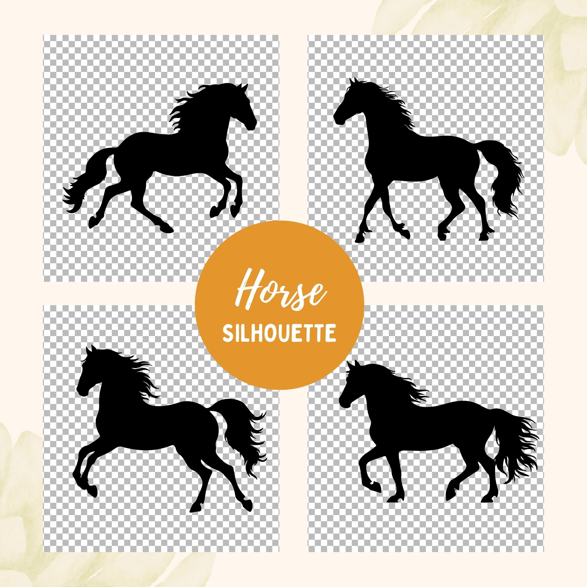 Pack of 8 Horse Silhouette Svg, Horse Running Cutting Files, 8 High ...