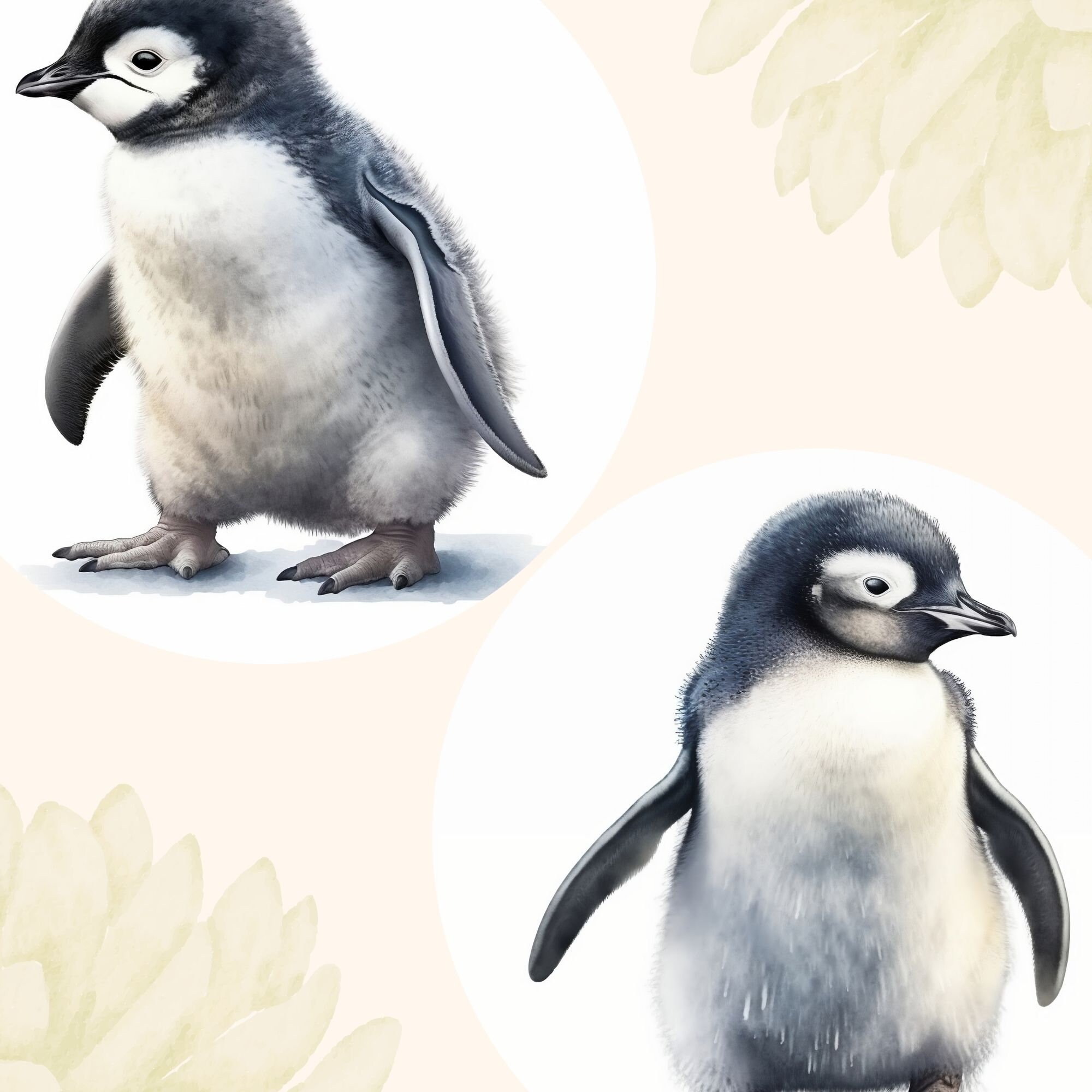 Penguin Clipart, 12 High Quality PNG, Realistic Penguins, Watercolor ...