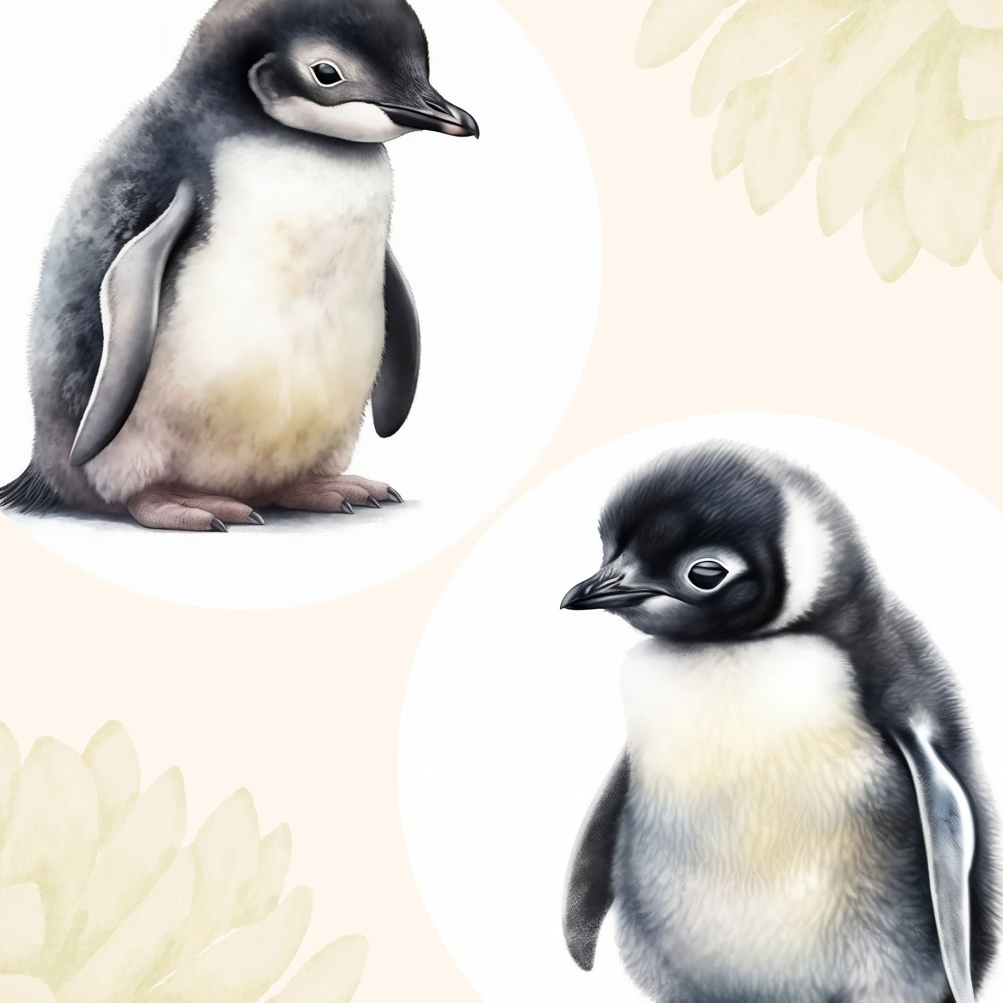 Penguin Clipart, 12 High Quality PNG, Realistic Penguins, Watercolor ...