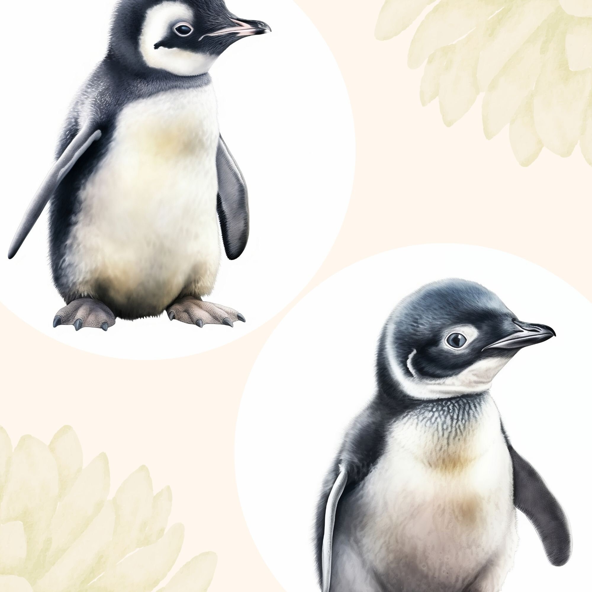 Penguin Clipart, 12 High Quality PNG, Realistic Penguins, Watercolor ...
