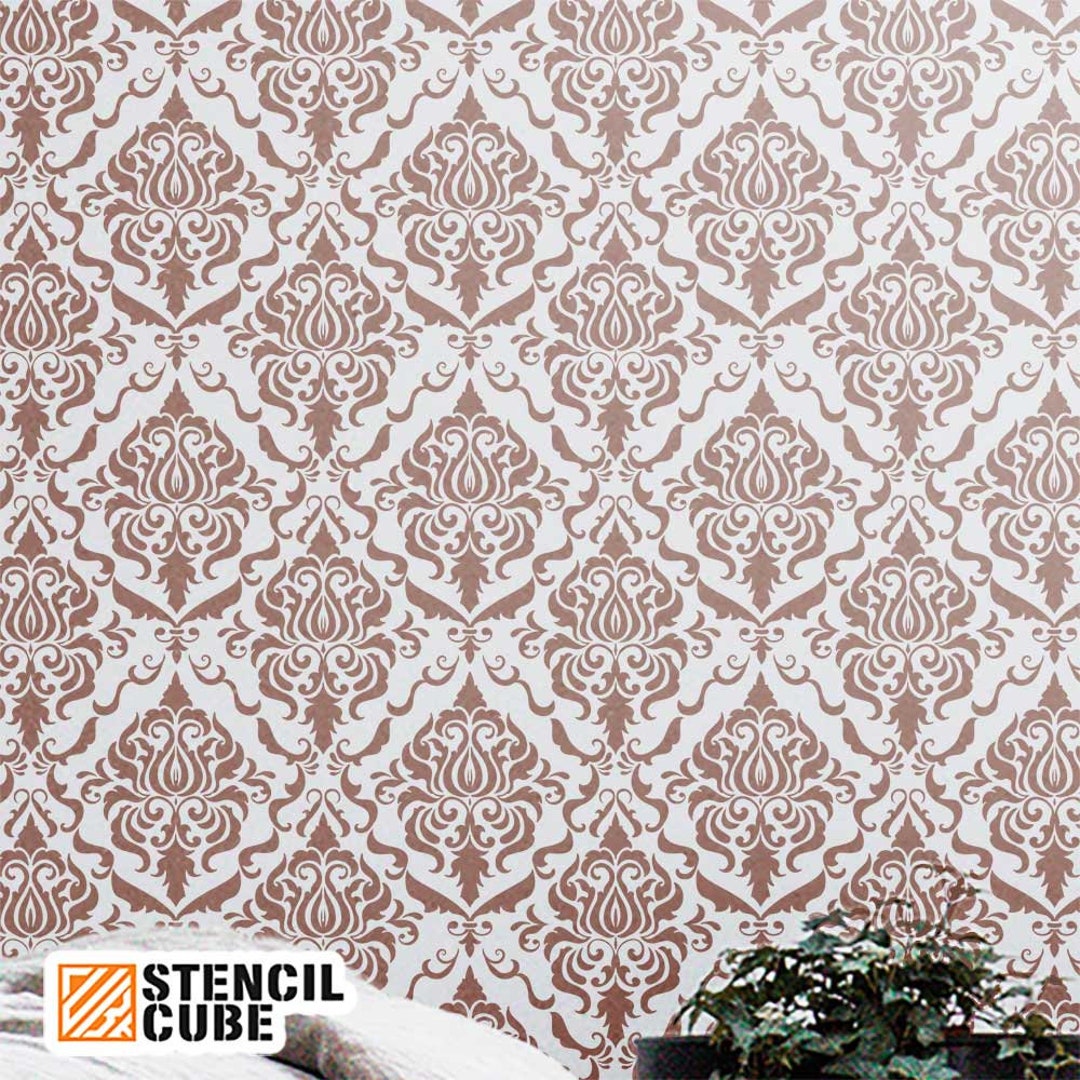 Luxury Damask Wall Pattern Stencil - Etsy
