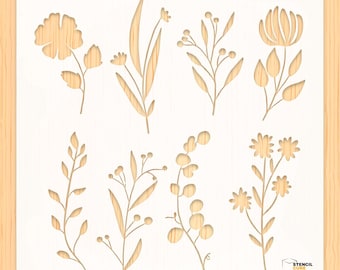 20 Pieces Flower Stencil Set for Painting Flowers Stencil Bouquet ...