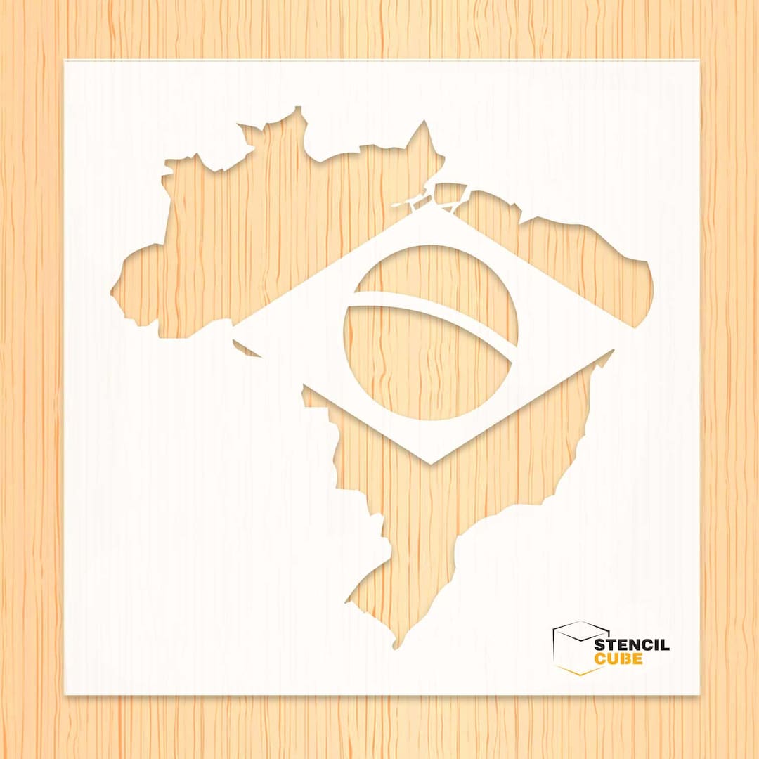 Brazil Map Flag Stencil - Etsy