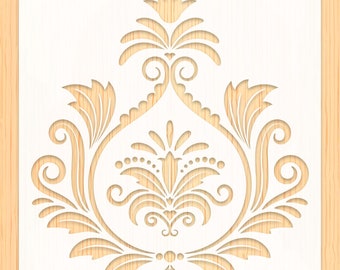 Damask Stencil Pattern Wall DIY Stencil Painting for Baroque Style Royal Design Wall Stencils ...