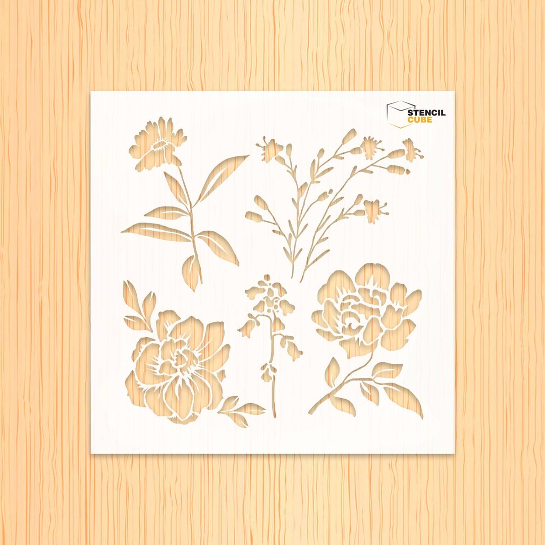 5 Types Flower Set Stencil - Etsy