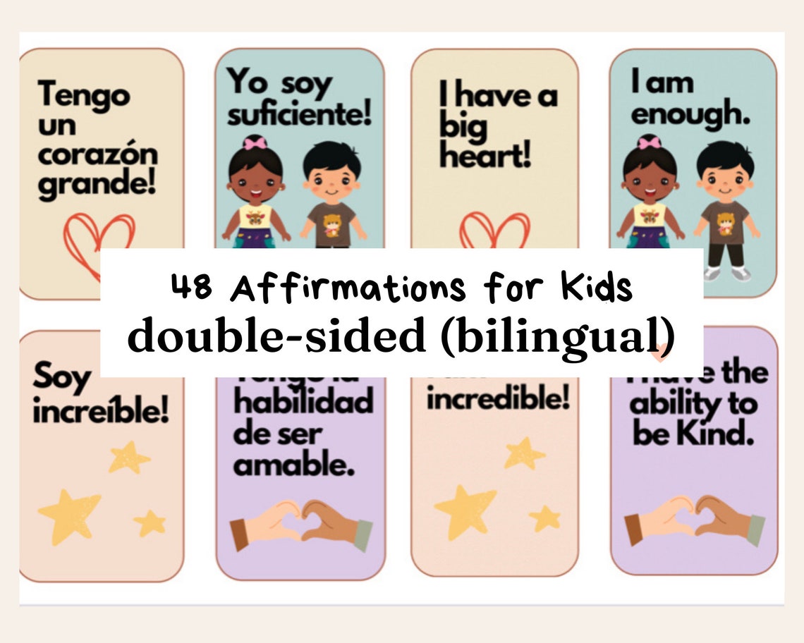 Bilingual Affirmation Cards for Kids | English & Spanish | Digital ...
