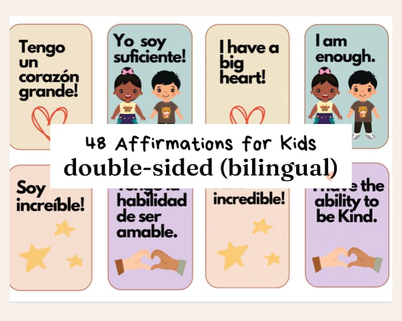 Bilingual Affirmation Cards for Kids | English & Spanish | Digital ...