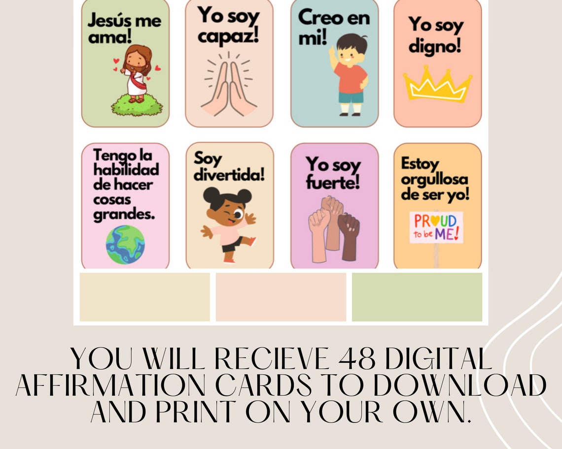 Bilingual Affirmation Cards for Kids | English & Spanish | Digital ...