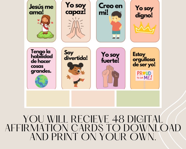 Bilingual Affirmation Cards for Kids | English & Spanish | Digital ...