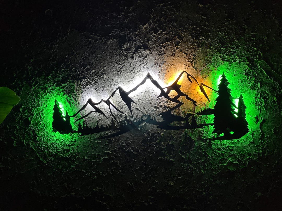LED Mountain and Forest Metal Wall Decor: Nature Wall Art - Etsy
