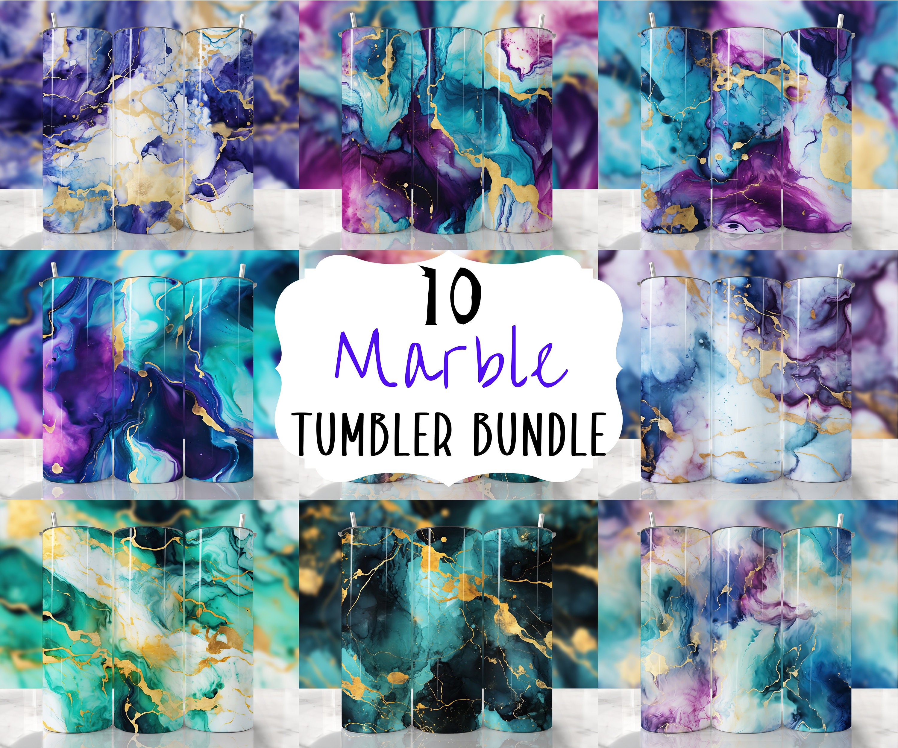 Marble Tumbler Wrap Bundle, Seamless Tumbler Wrap, Blue Marble Tumbler ...