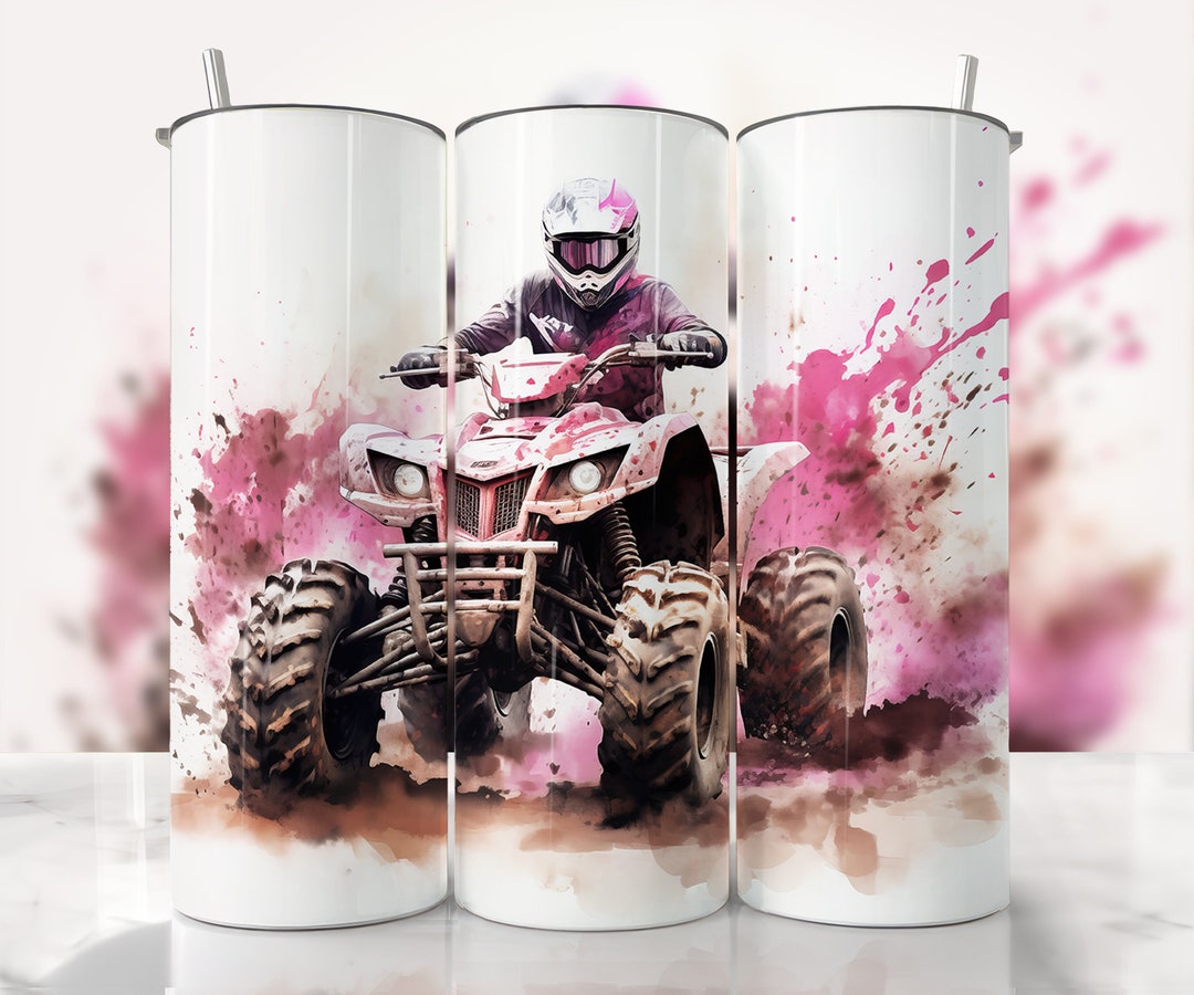 ATV Tumbler Wrap, Watercolor Tumbler ATV Wrap, Pink 4 Wheeler Tumbler ...