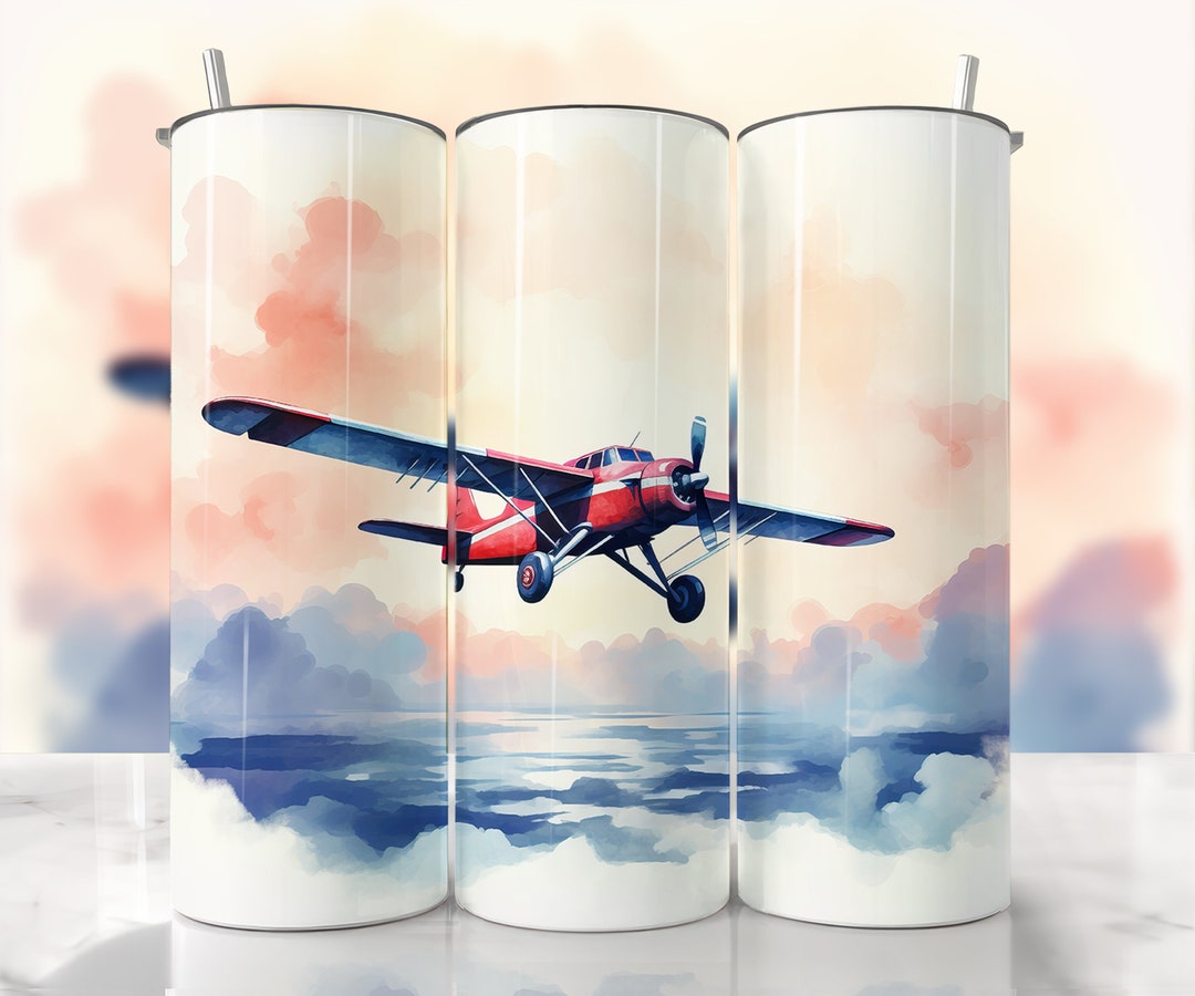 Airplane Tumbler Wrap, Pilot Tumbler Wrap, Watercolor Tumbler ATV Wrap ...