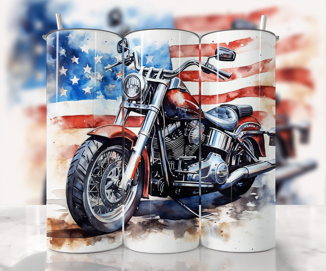 Seamless Motorcycle Wrap Tumbler, American Tumbler Wrap, Straight ...