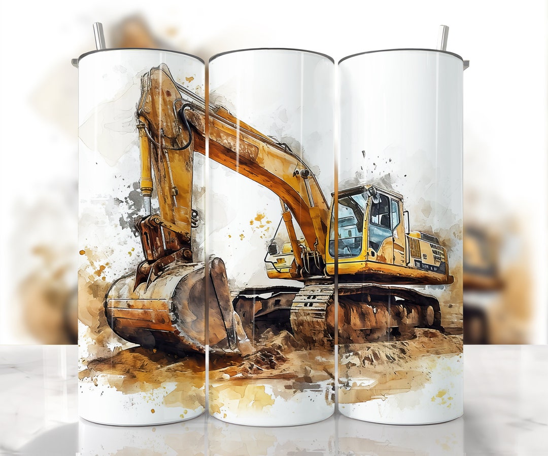 Seamless Excavator Tumbler Wrap, Construction Tumbler Wrap Png ...