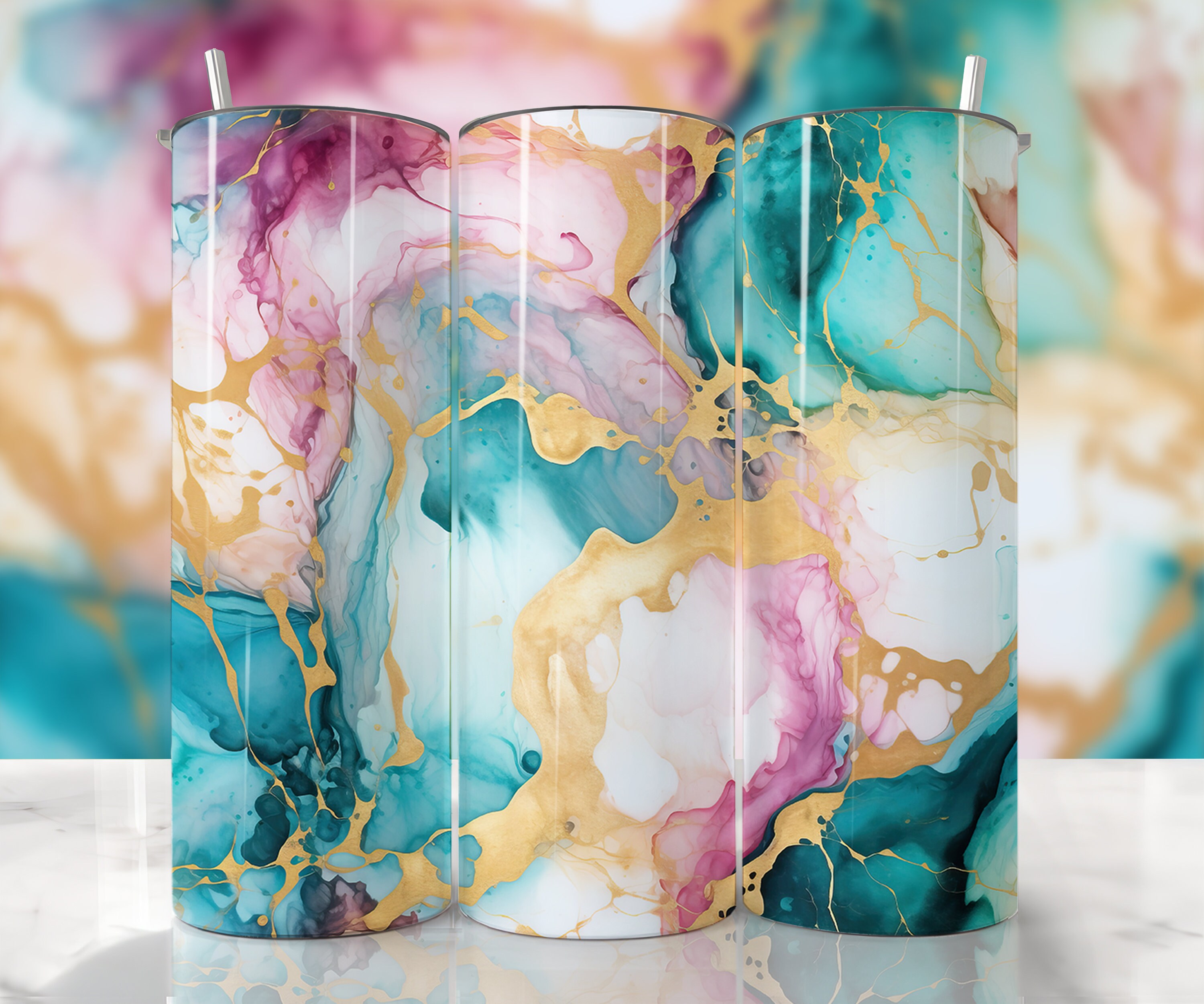 Marble Tumbler Wrap Bundle, Seamless Tumbler Wrap, Blue Marble Tumbler ...