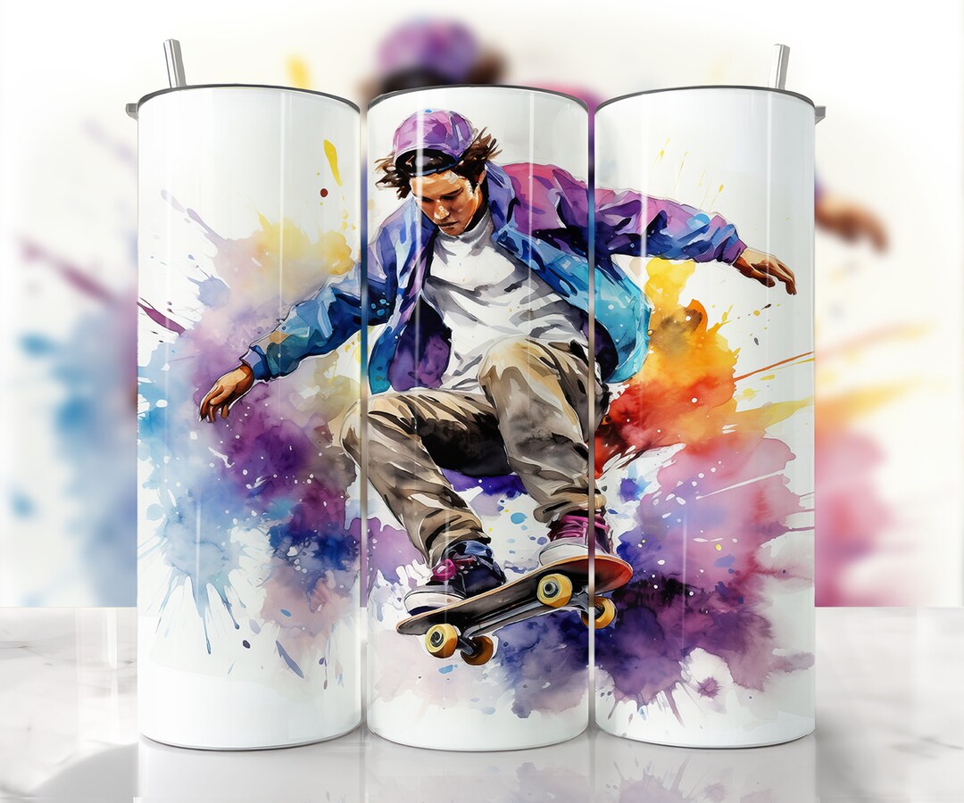 Skateboarding Seamless Tumbler Wrap PNG, Skateboard Sublimation ...