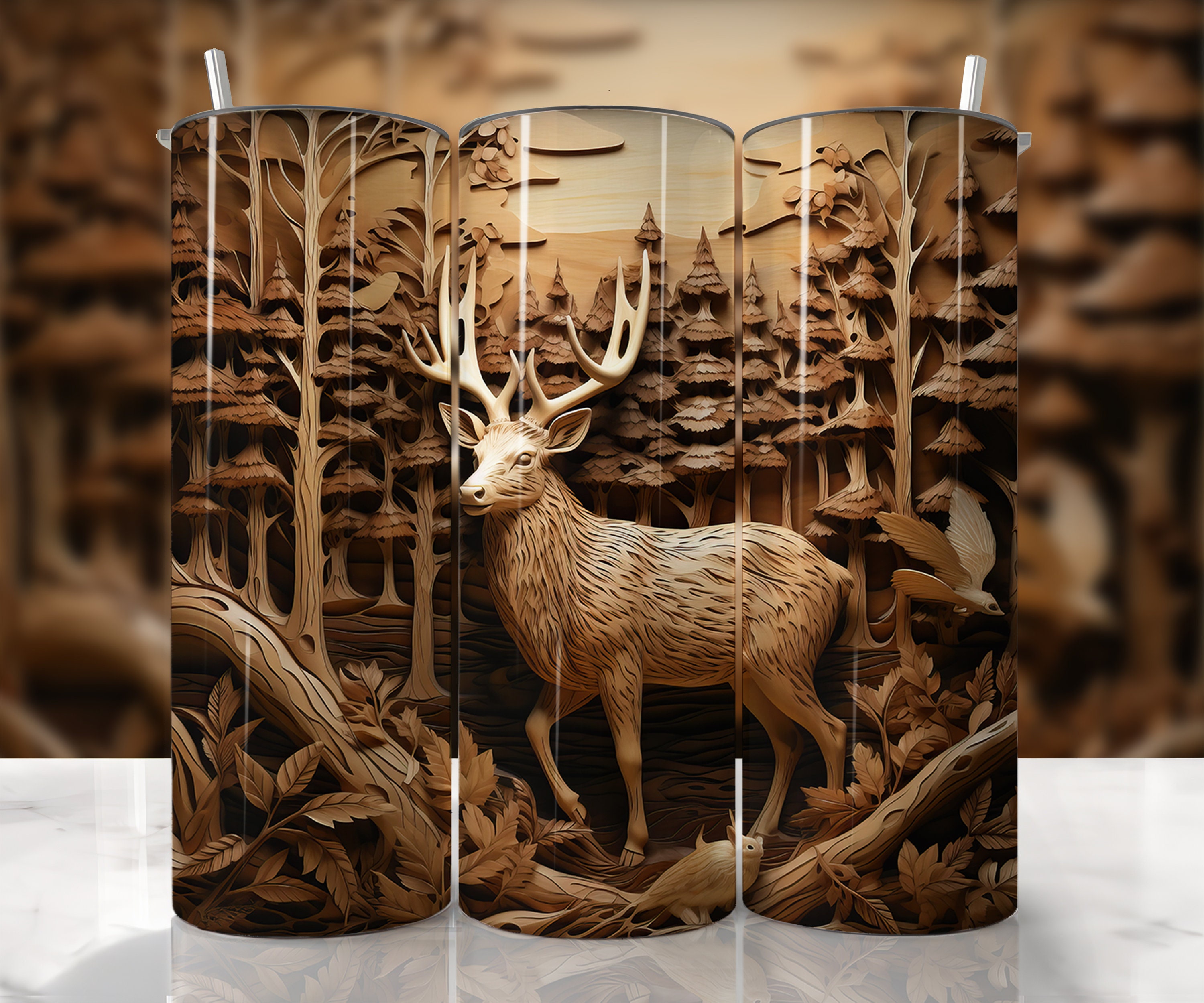 10 Wood Engraved Hunting Tumbler Wrap Bundle, Deer Hunting Tumbler Wrap ...