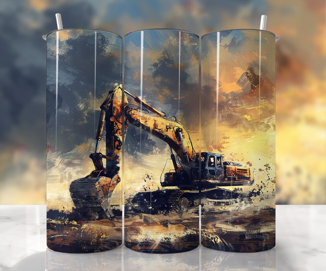 Excavator Tumbler Wrap, Construction Tumbler Wrap, Straight & Tapered ...