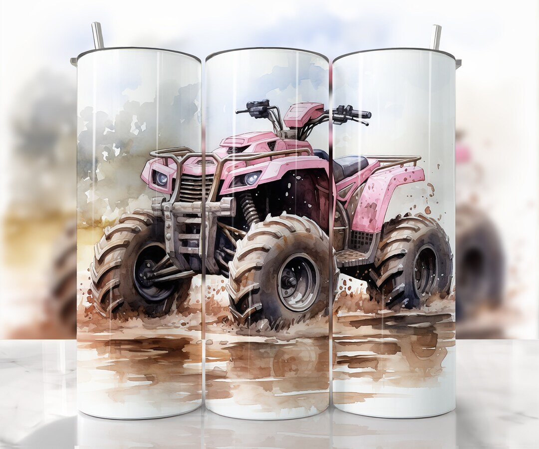 ATV Tumbler Wrap, Watercolor Tumbler ATV Wrap, Pink 4 Wheeler Tumbler ...