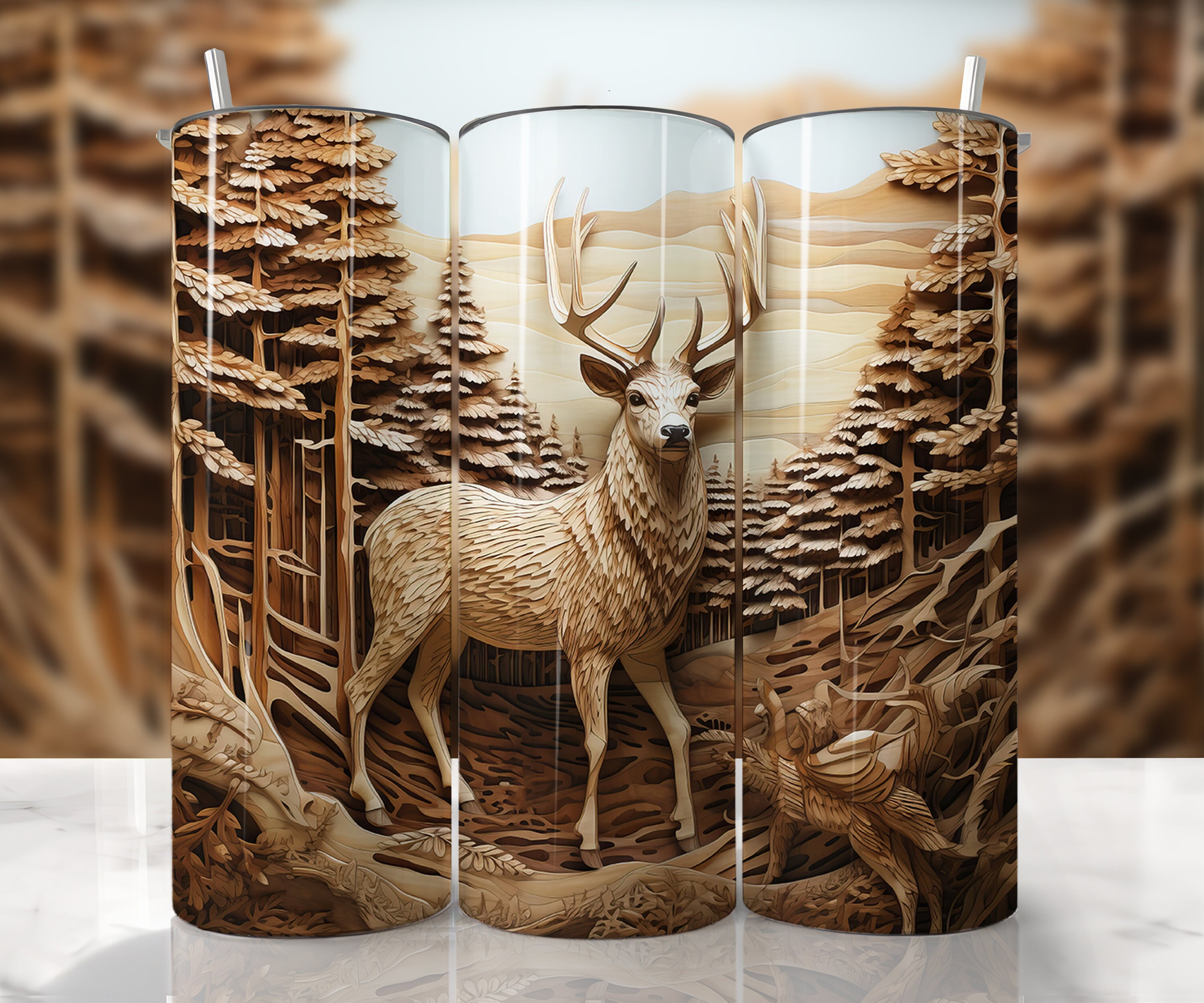 10 Wood Engraved Hunting Tumbler Wrap Bundle, Deer Hunting Tumbler Wrap ...