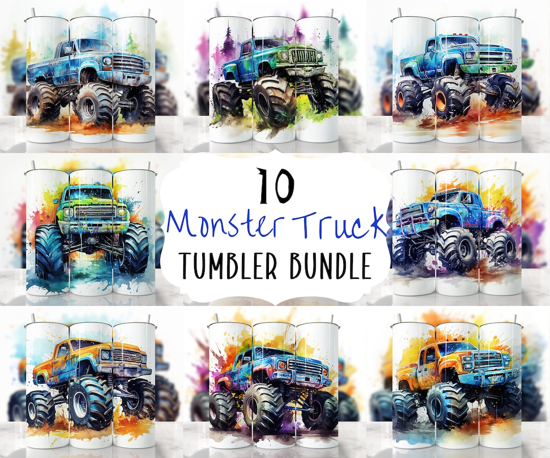 Monster Truck Tumbler Wrap Bundle, Seamless Monster Tumbler, Straight ...