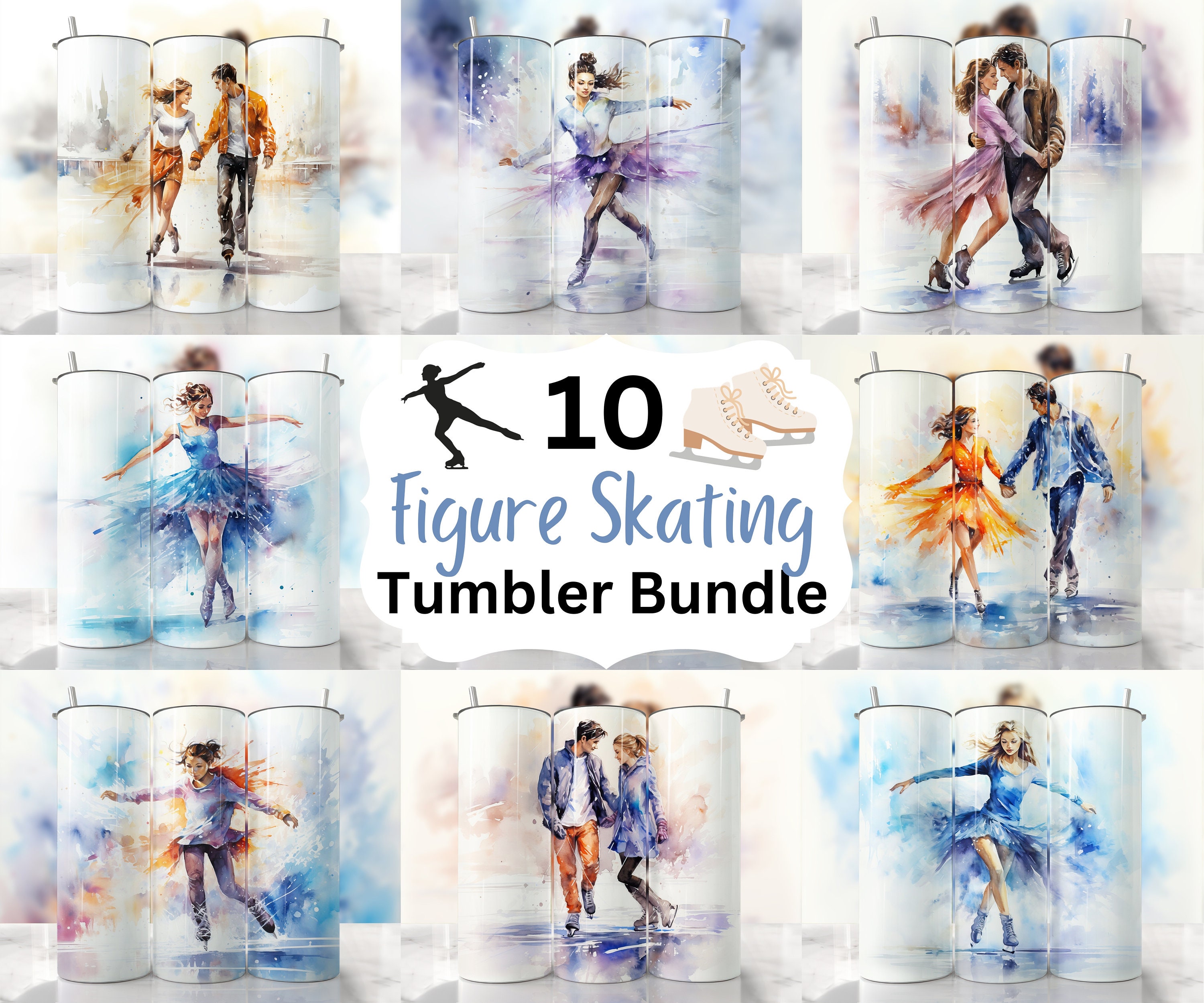 Figure Skating Tumbler Wrap Bundle, Figure Skating Sublimation PNG ...