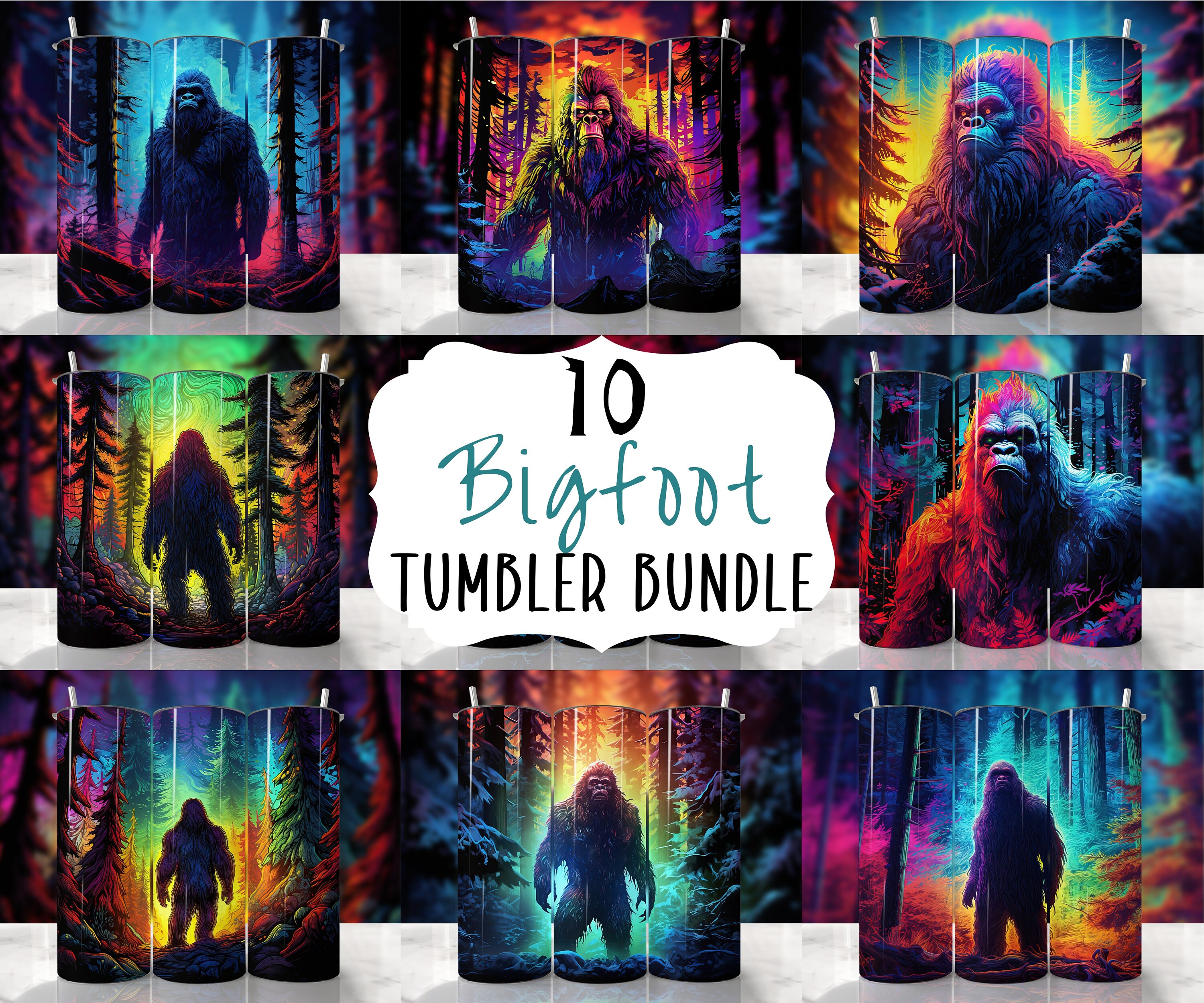 Bigfoot Tumbler Wrap Bundle, Sasquatch Tumbler, Bigfoot Tumbler Wrap ...