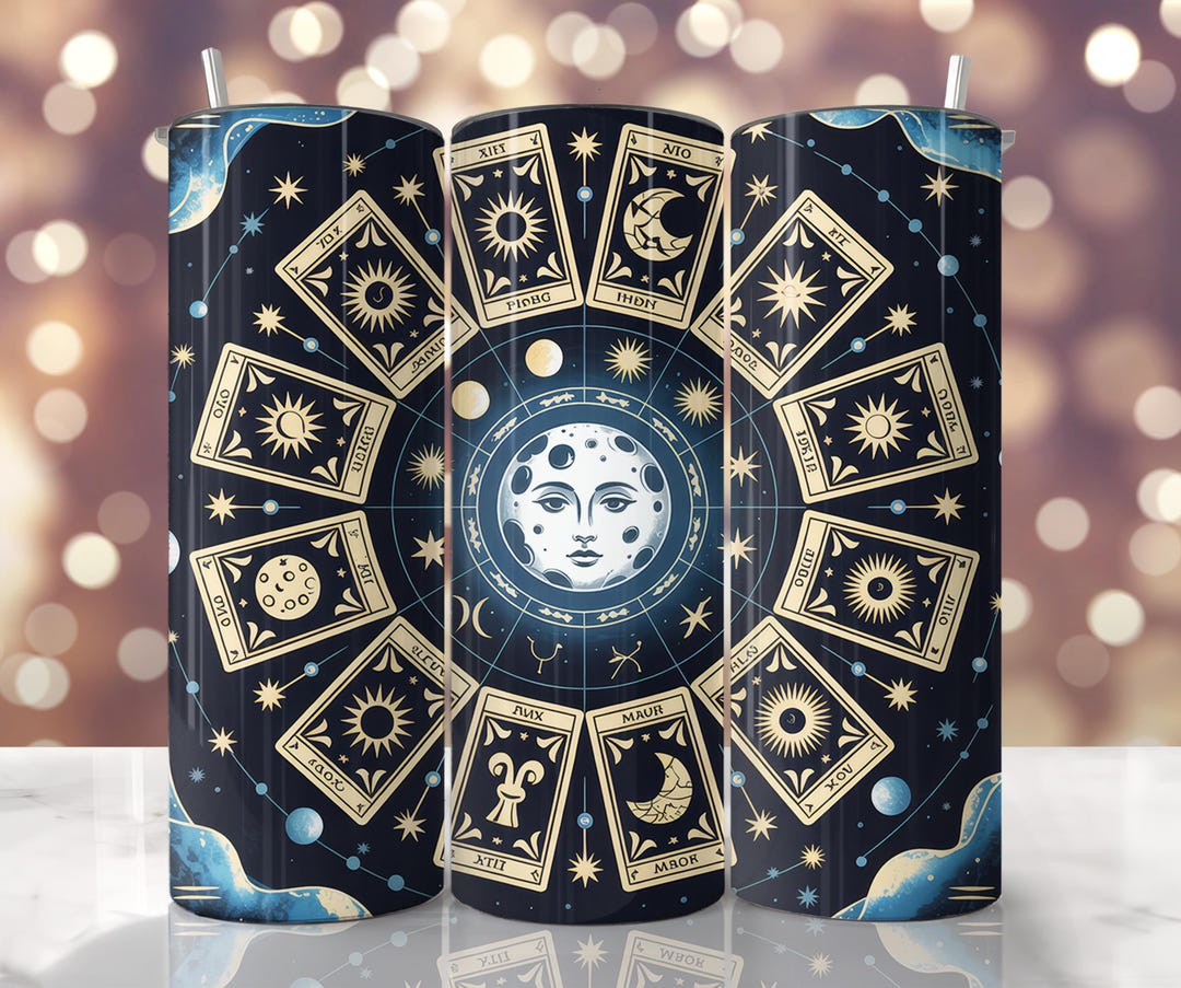 Tarot Card Tumbler Wrap, Astrology Png, Witchy Tumbler Wrap Png ...