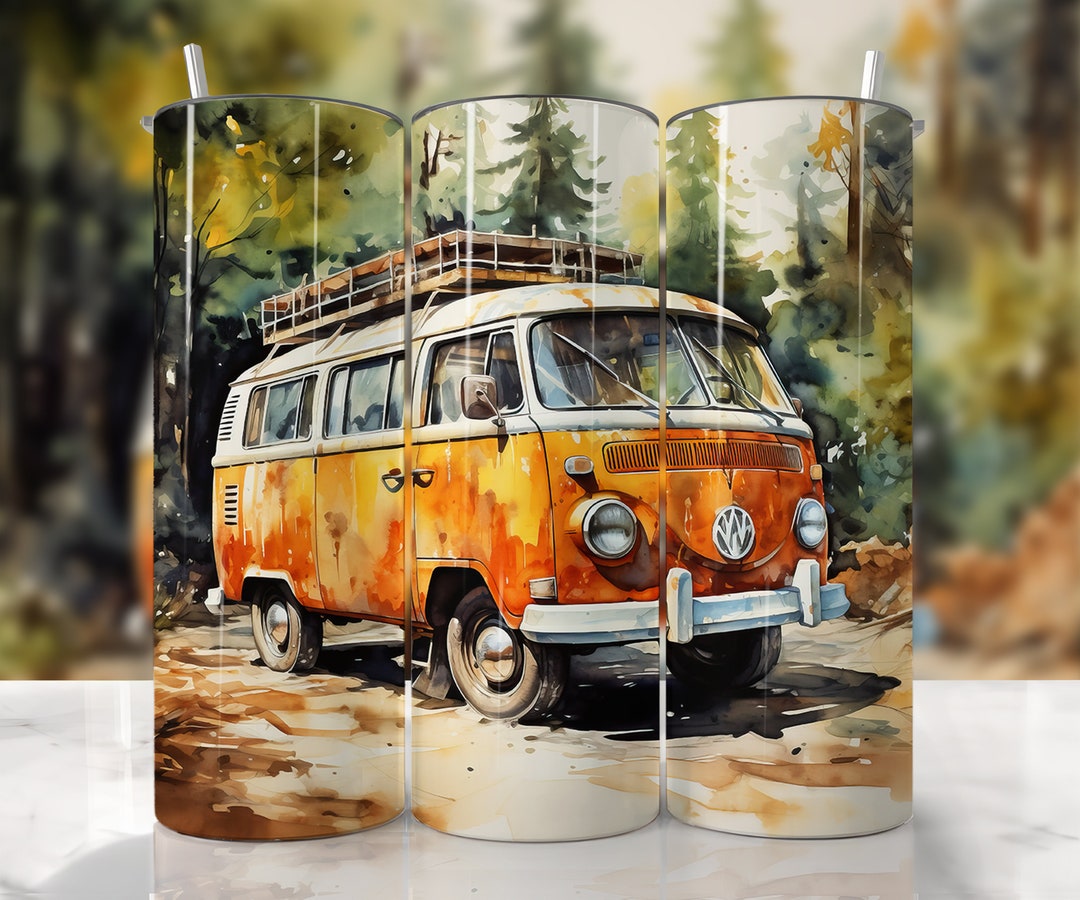 Van Tumbler Wrap, Watercolor Van Wrap, Straight & Tapered Tumbler ...