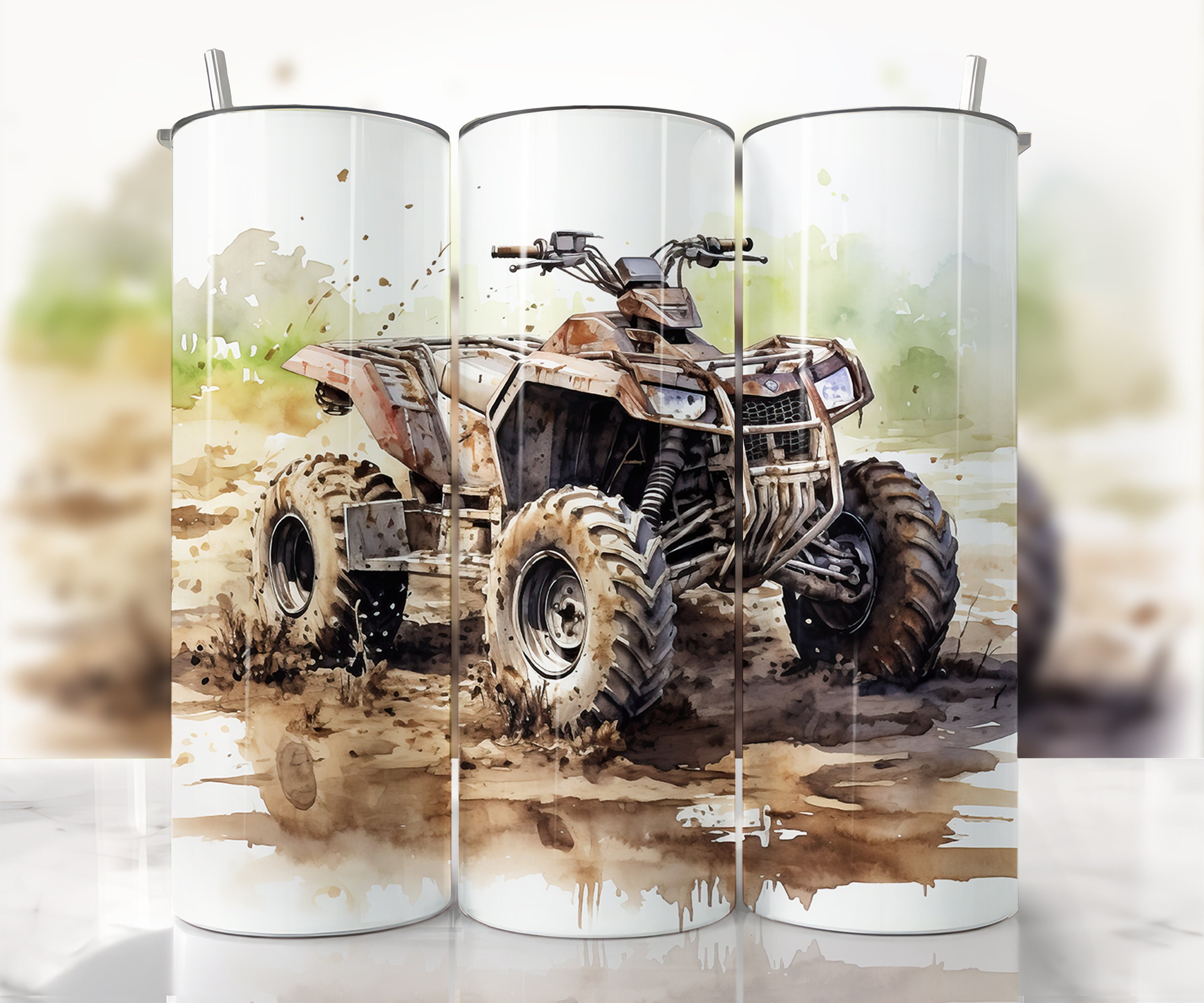 ATV Tumbler Wrap, 4 Wheeler Tumbler Wrap, Watercolor Tumbler ATV Wrap ...