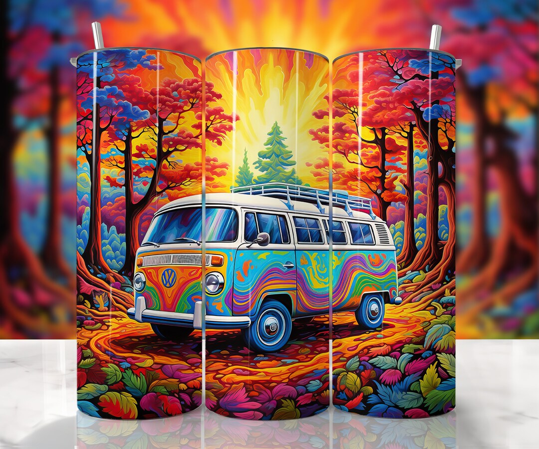 Van Tumbler Wrap, Psychedelic Van Wrap, Straight & Tapered Tumbler ...
