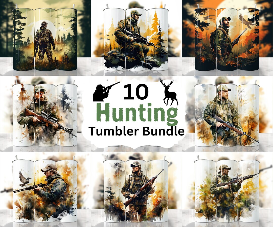 10 Hunting Tumbler Wrap Bundle, Man Hunting Sublimation, Deer Hunting ...