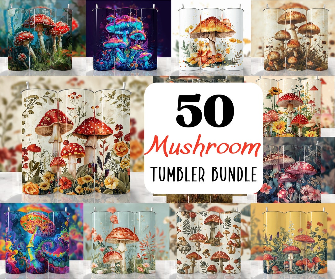 Mushroom Tumbler Wrap Bundle, Retro Mushroom Tumbler Wrap, Magic ...