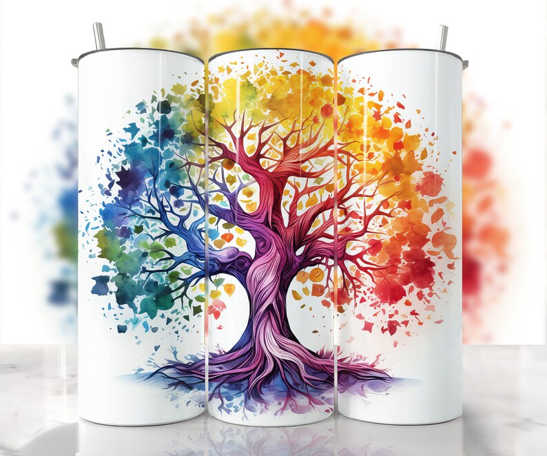 Tree of Life Tumbler Wrap Bundle, Tree of Life Sublimation PNG, Chakra ...