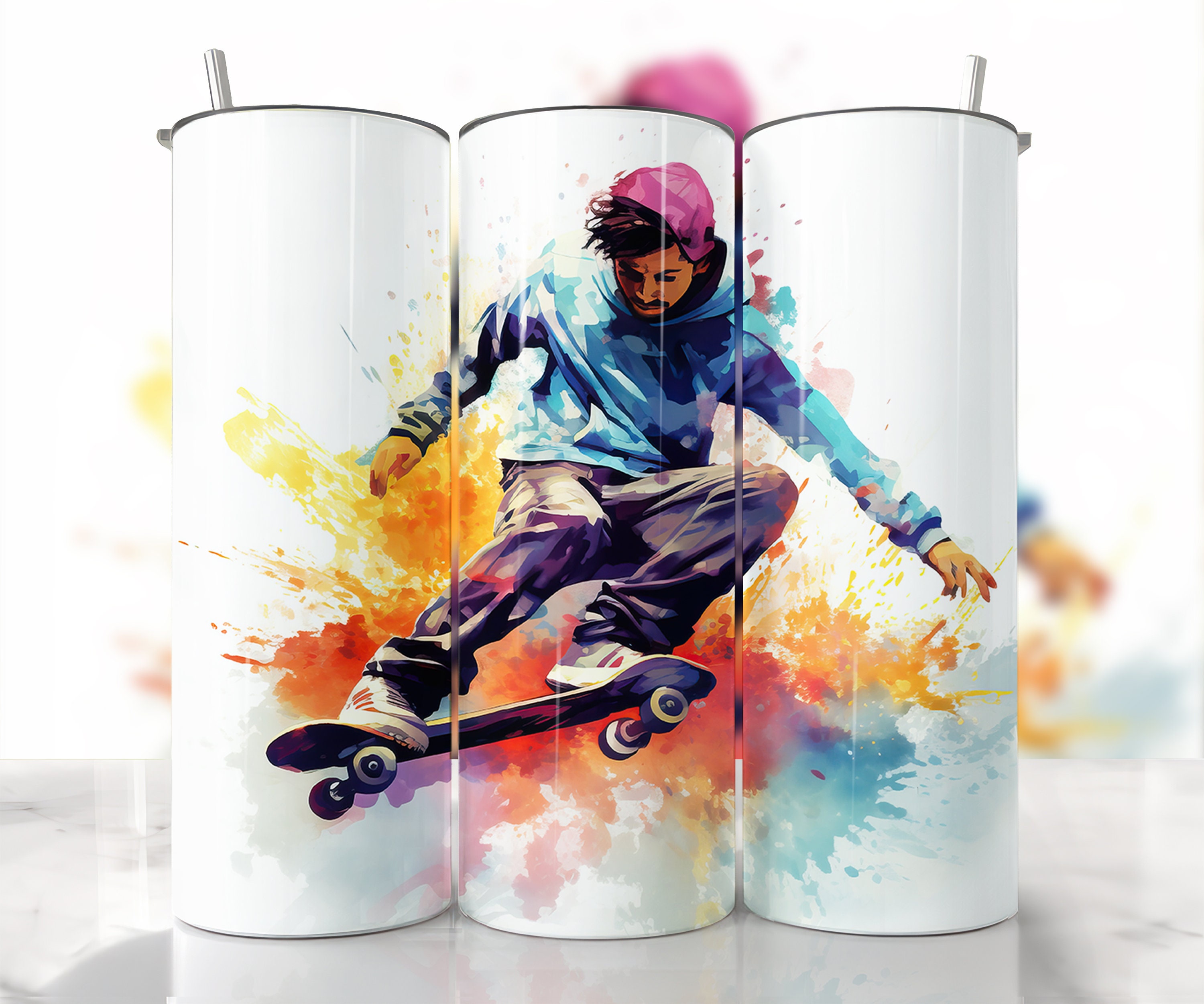 Skateboarding Seamless Tumbler Wrap, Skateboard Sublimation ...