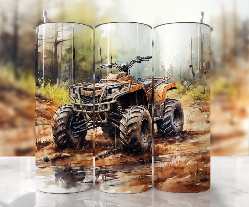 ATV Tumbler Wrap, Watercolor Tumbler ATV Wrap , Straight & Tapered ...