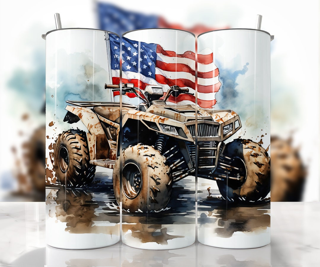 ATV Tumbler Wrap, Watercolor Tumbler ATV Wrap PNG, American Tumbler ...