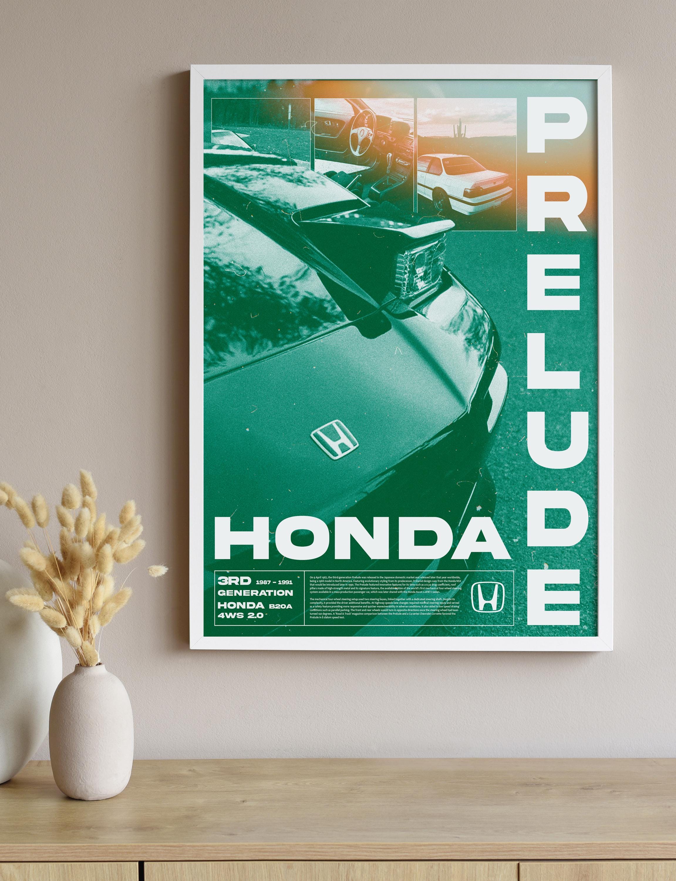 Honda Prelude Poster, Car Poster, Hypercar Poster, Print, Honda ...