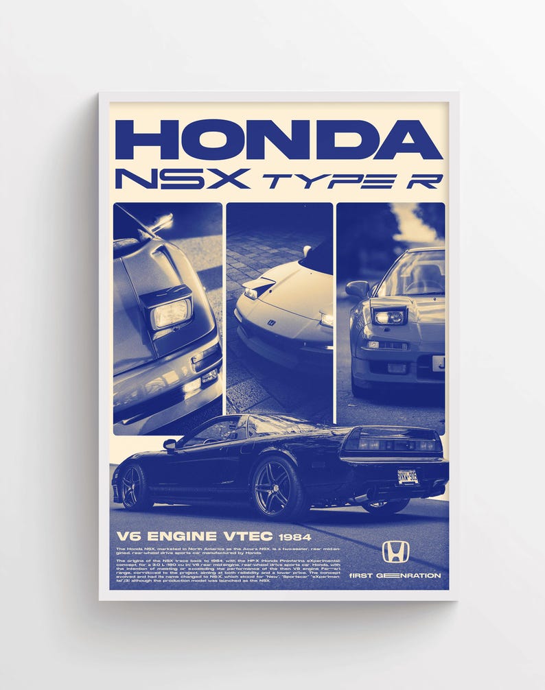 Honda NSX, NSX, Car Poster, Hypercar Poster, Print, Honda, Supercar ...