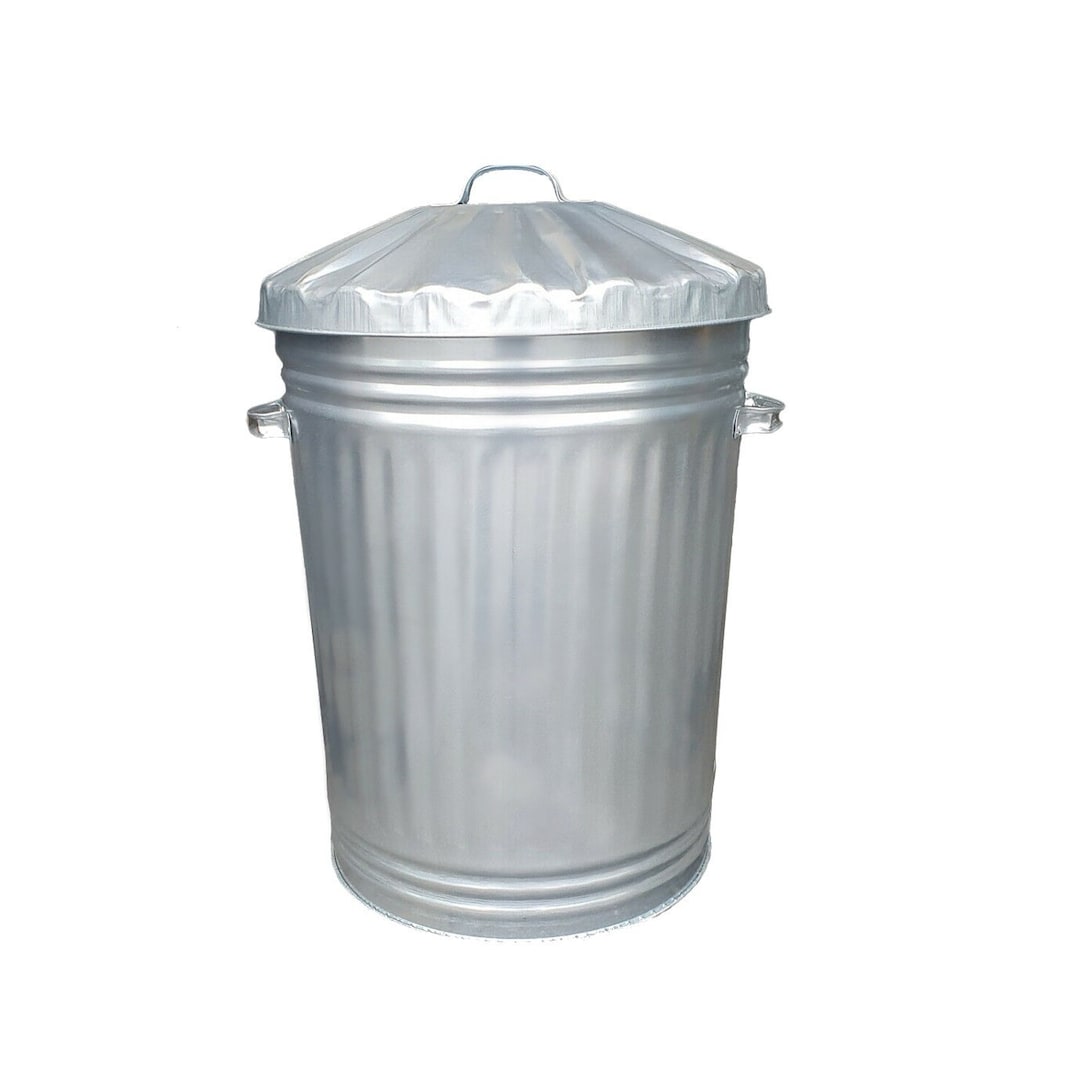 Large Metal Bin With Lid, Galvanised 95 Litre Dustbin Home Kitchen ...