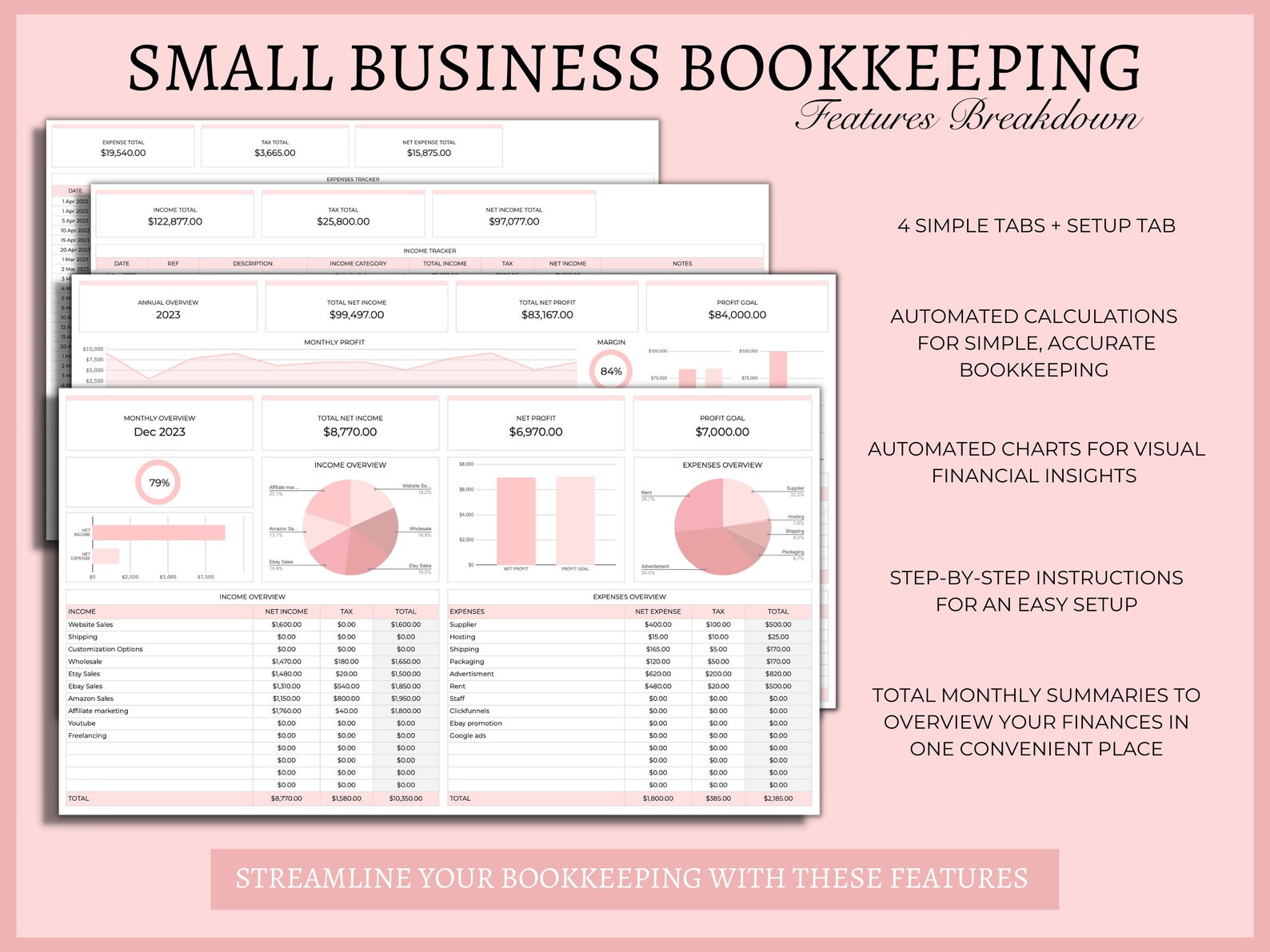 Business Owners Finance Tracker: Google Sheets Bookkeeping Template ...