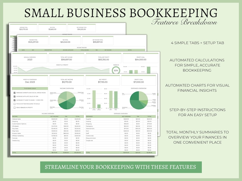 Business Bookkeeping Google Sheet Template: Financial Tracker (digital ...