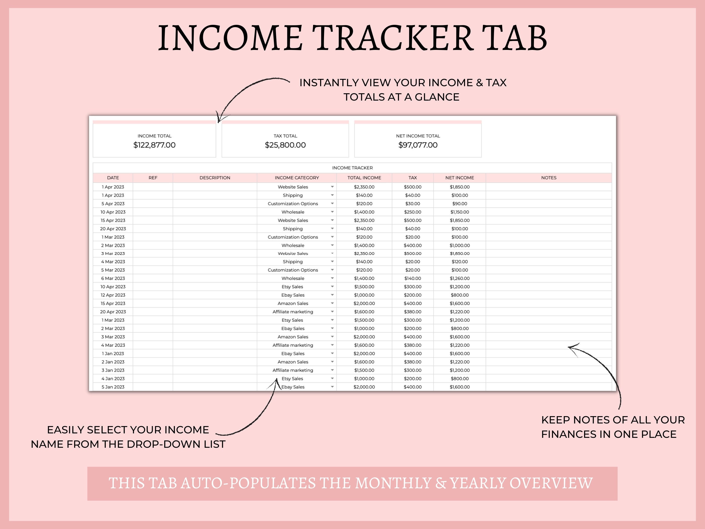 Business Owners Spreadsheet Bookkeeping Tool for Tracking Finances ...