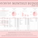 50/30/20 Monthly Budget Spreadsheet: Google Sheets Template (digital ...