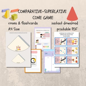 Language Learning Printable Flash Cards Comparative Superlative Gift ...