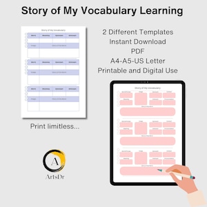 Language Learning Vocabulary Template Study Notebook for Language ...