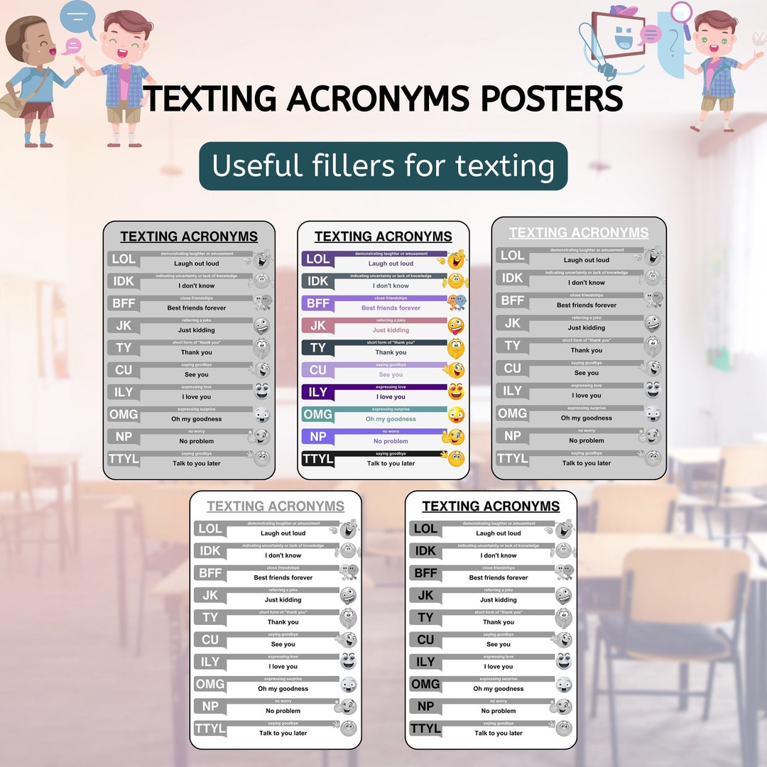 Texting Acronyms High-resolution Posters for Language Learning ...