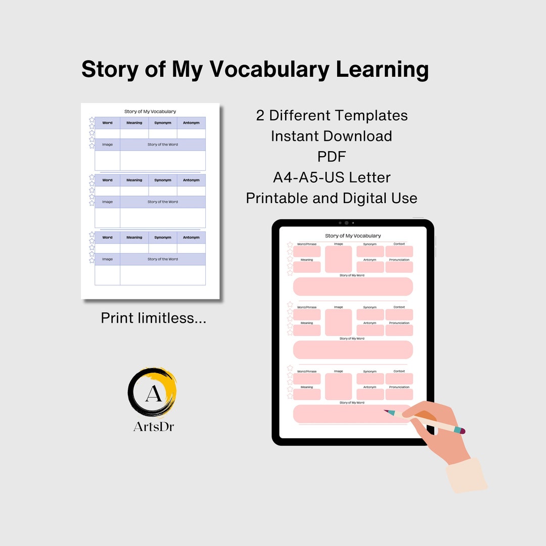 Language Learning Vocabulary Template Study Notebook for Language ...