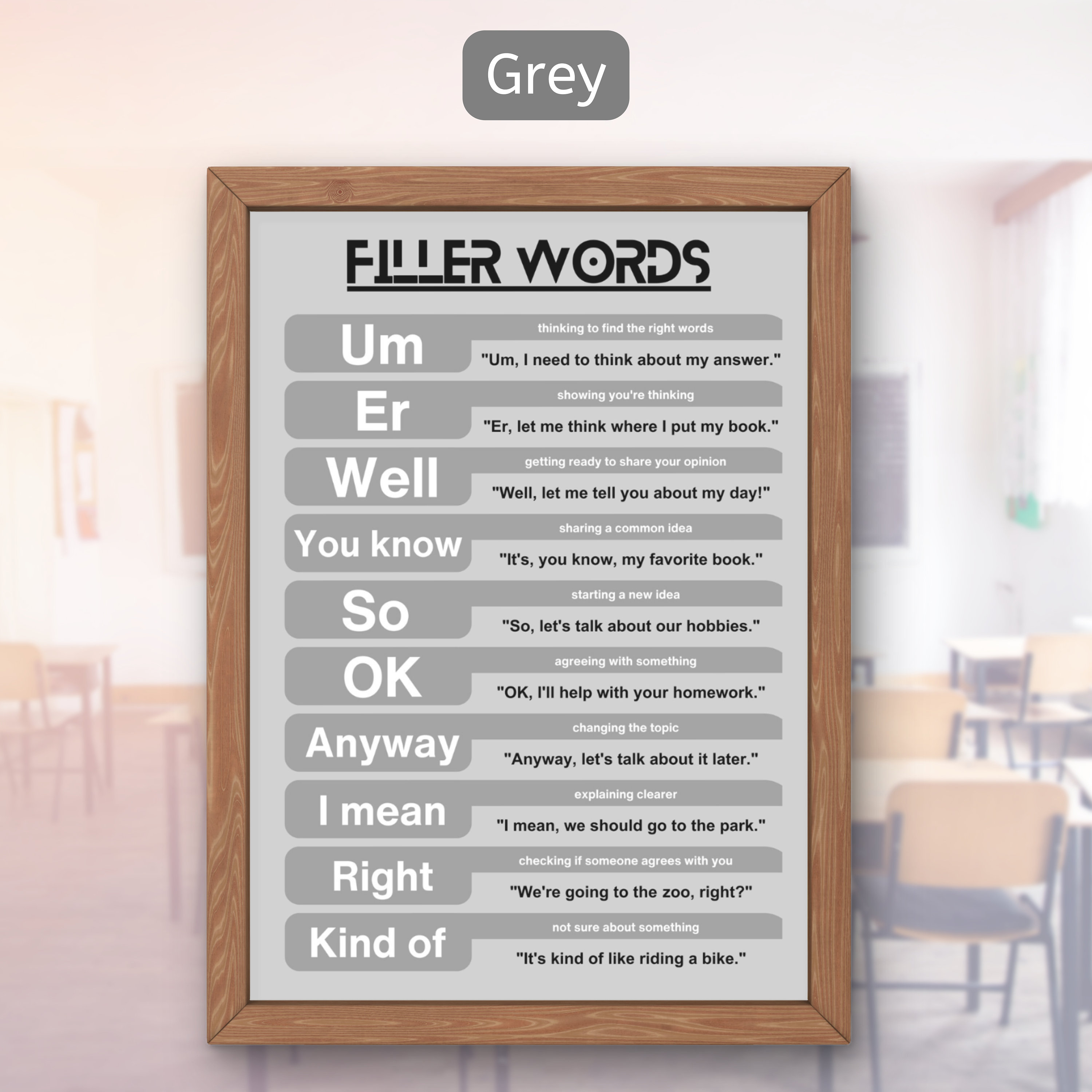 Filler Words High-resolution Posters for Language Learning Materials ...